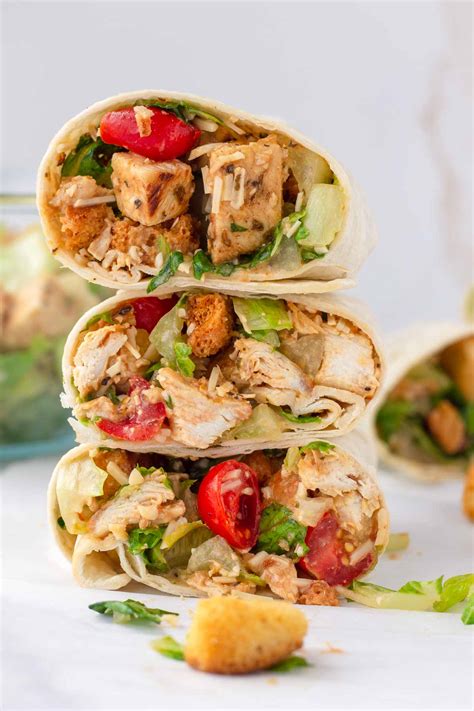 Chicken Caesar Wrap With Tomatoes Spinach Grilled Chicken Caesar Wraps