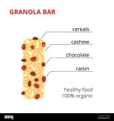 Granola Bar Ingredients Infographic Healthy Snack With Cereals Cashew