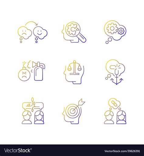 Critical Thinking Icons Linear Set Royalty Free Vector