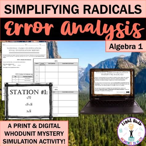 Simplifying Radicals Square Root Error Analysis Math Mystery Simulation