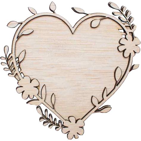 Празен декор Сърце с цветя Hh1521 от дърво за лишеи 10x9 см Emag Bg