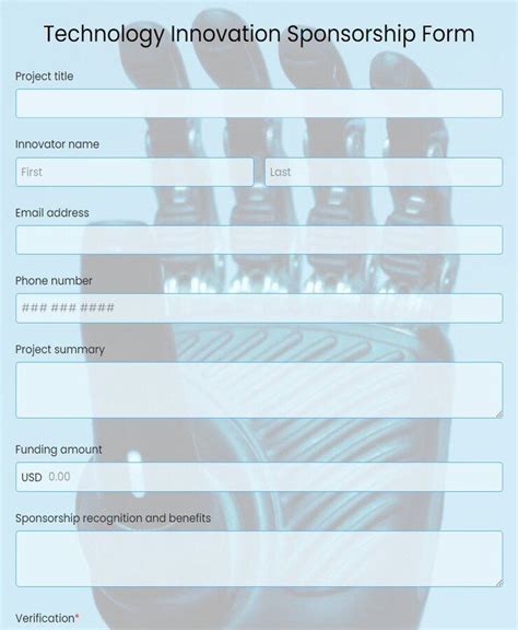 Free Technology Innovation Sponsorship Form Template