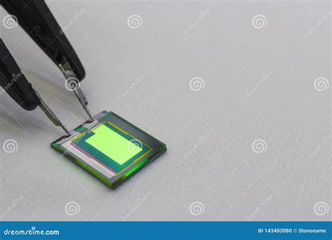 Checking Turn On Small Tiny Oled Display On Probe Station Stock Image 134509195
