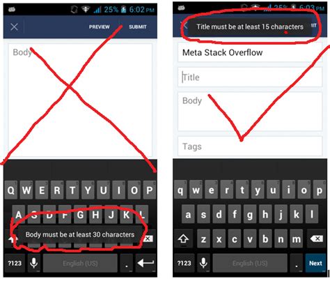 Warning Message Should Be Placed At Top In Android App Meta Stack Exchange