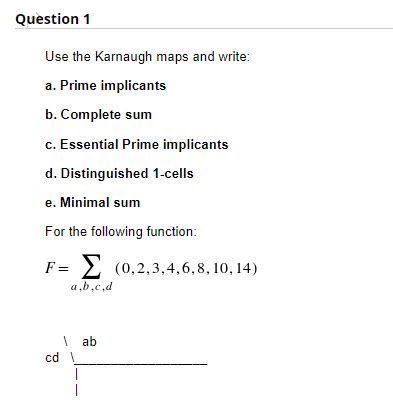 Solved Question 1 Use The Karnaugh Maps And Write A Prime Chegg Com