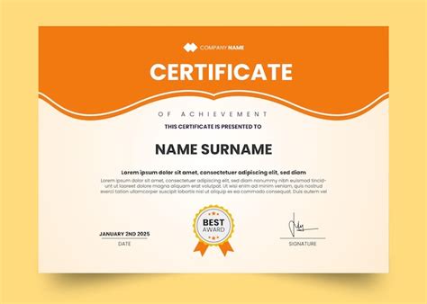 Premium Psd Modern And Simple Wave Certificate Design Template