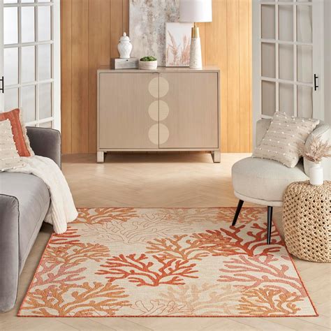 Nourison Home Garden Oasis Coral 5 X 7 Area Rug Easy