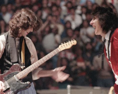 Smiling Jimmy Page And Ron Wood Performing At Arms Charity Concerts