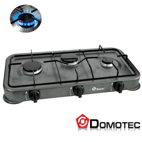 Газова плита на три конфорки Domotec Ms 6603 Сіра варильна поверхня газова портативна