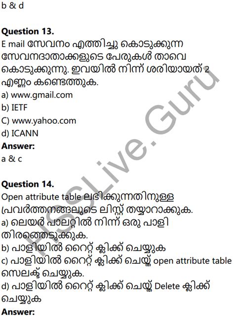 Kerala Sslc It Theory Model Question Paper Set 1 Malayalam Medium Hsslive