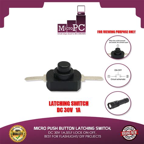 MICRO PUSH BUTTON LATCHING SWITCH DC V A SELF LOCK ON OFF BEST FOR FLASHLIGHT DIY