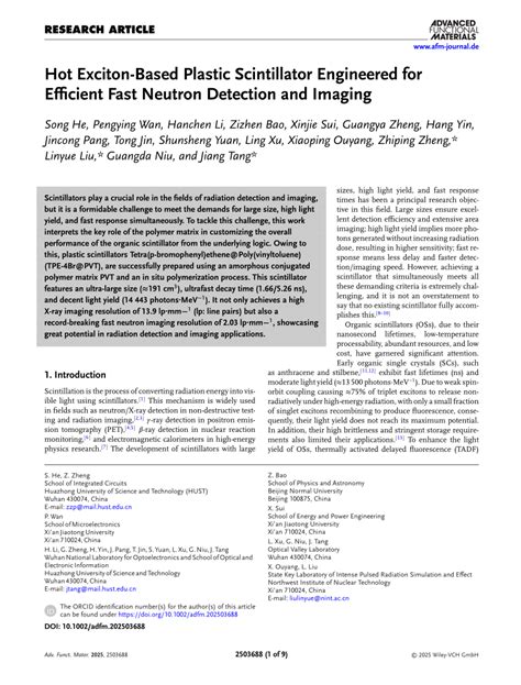 Hot Exciton‐based Plastic Scintillator Engineered For Efficient Fast Neutron Detection And