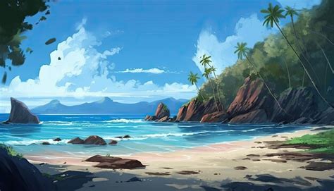Premium Photo 2d Tropical Beach Landscape Background Environment
