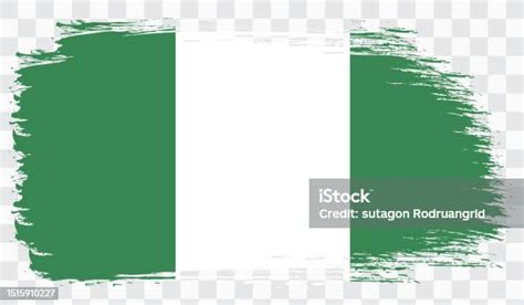 나이지리아 국기와 함께 그런 지 브러시 스트로크 수채화 그림 깃발 포스터 국기의 배너 스타일 수채화 그리기 투명한 배경에 격리된 벡터입니다 가리기에 대한 스톡 벡터 아트 및