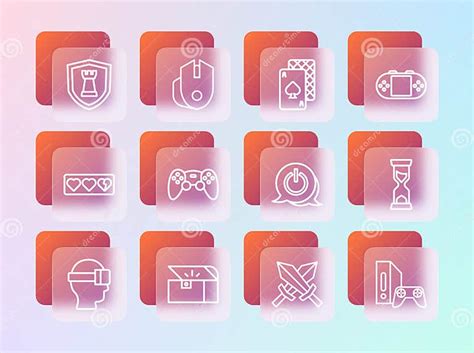 Set Line Portable Video Game Console Chest For Power Button Sword Game Controller Joystick