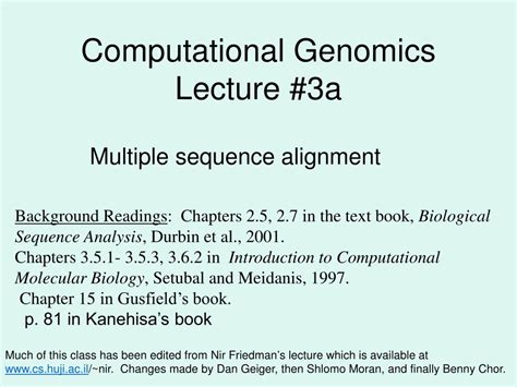 Ppt Computational Genomics Lecture 3a Powerpoint Presentation Free