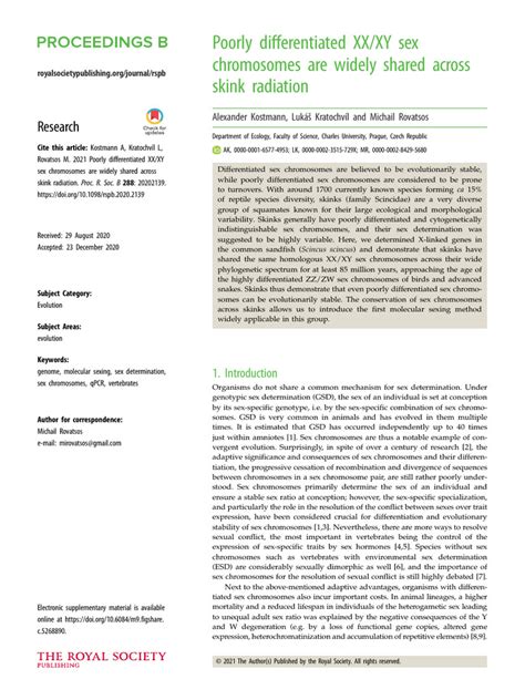 Kostmann Et Al Poorly Differentiated Xx Xy Sex Chromosomes Are Widely