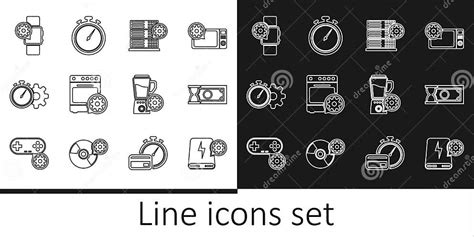 Set Line Power Bank Setting Fast Payments Server Oven Time Management Smartwatch Blender