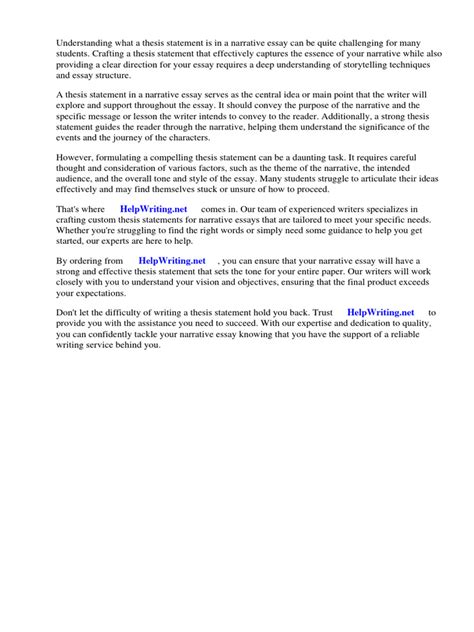 What Is A Thesis Statement In A Narrative Essay Pdf Essays Narrative
