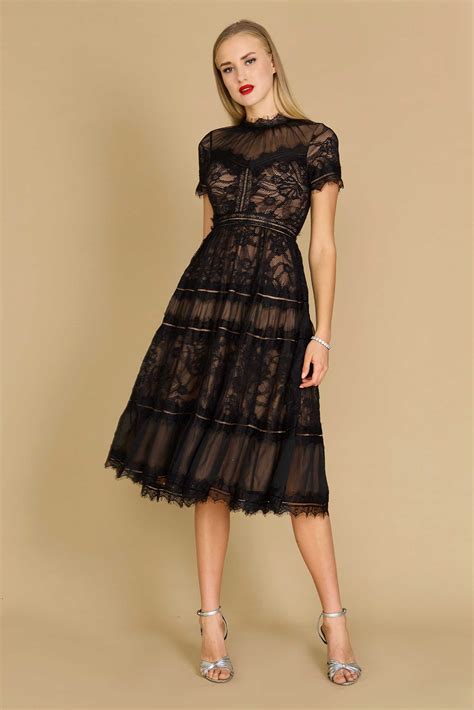 Black Midi Lace Formal Cocktail Dress And Prom Dress Fast Shipping