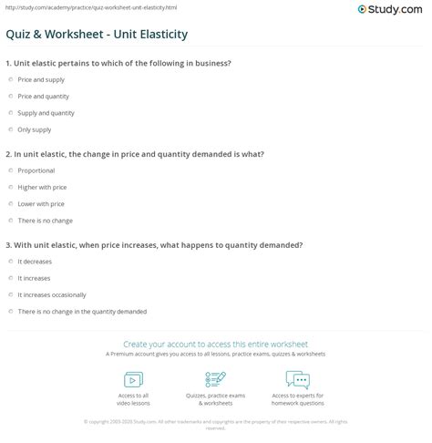 Quiz Worksheet Unit Elasticity Study Com