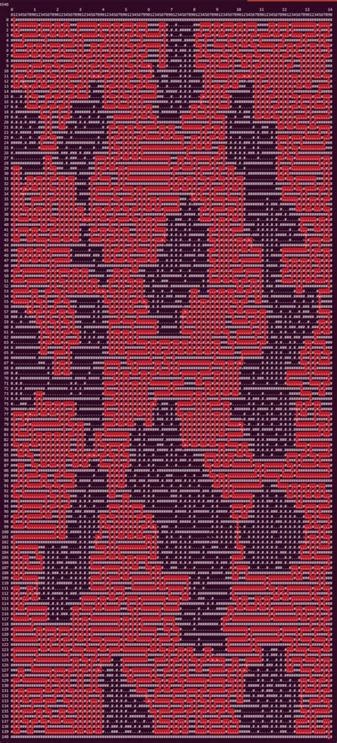 [2023 day 23 part 2] visualization of longest path terminal r