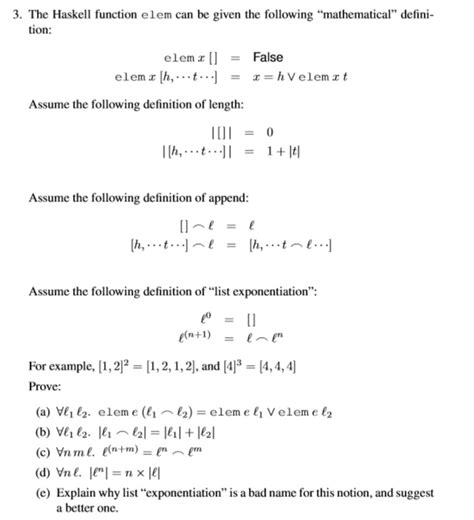 The Haskell Function Elem Can He Given The Following Chegg