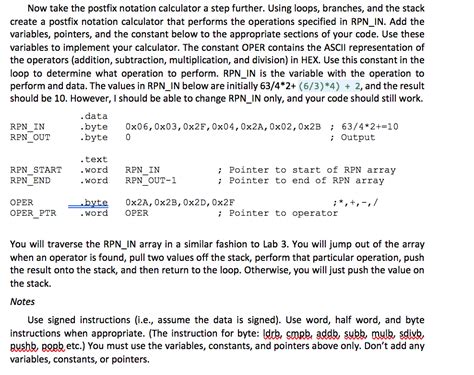 Code The Infix Notation Equations Below As Postfix