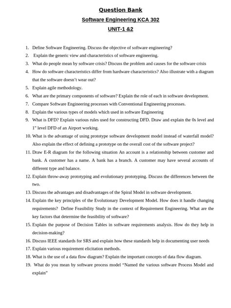 Software Engineering Question Bank Pdf
