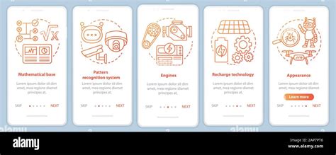 Technology In Robotics Onboarding Mobile App Page Screen Vector Template Engineering Autonomous