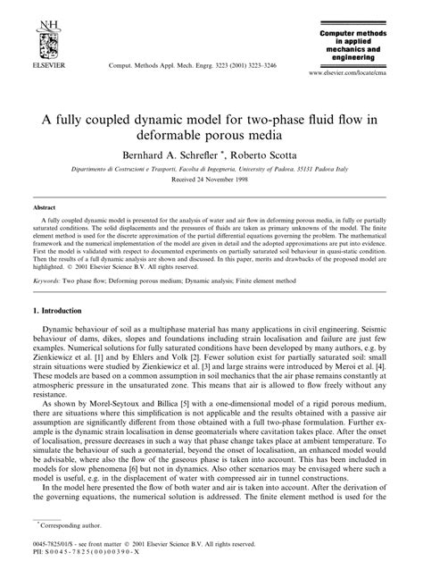 Pdf A Fully Coupled Dynamic Model For Two Phase Flow In Deformable Porous Media