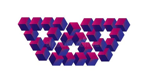 Penrose Triangle Red Blue Gradient Vector Icon Penrose Triangle Made From Cubes Optical