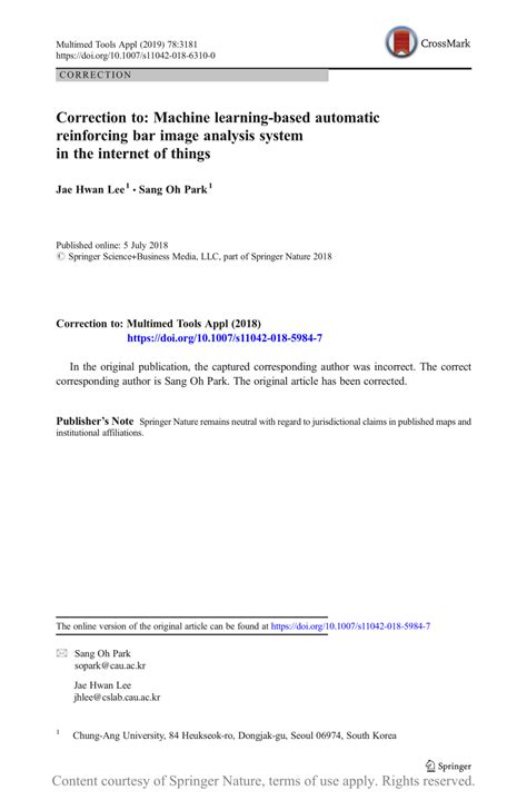 Correction To Machine Learning Based Automatic Reinforcing Bar Image Analysis System In The