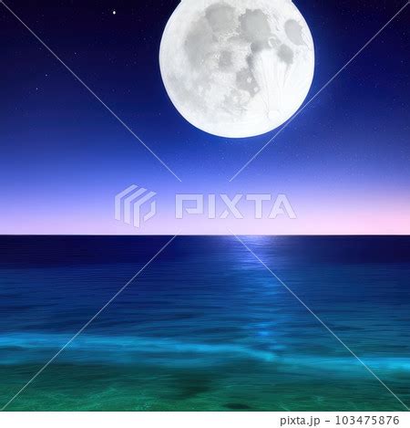 AI画像満月と海のイラスト素材 103475876 PIXTA