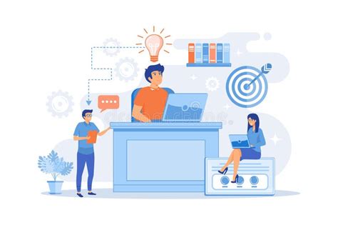 Business Team And Work Process Steps From Idea To Target Business Workflow Business Process