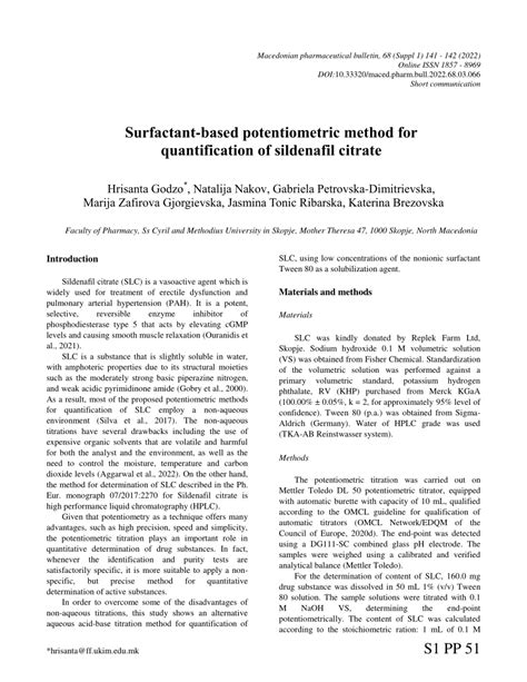 Pdf Surfactant Based Potentiometric Method For Quantification Of Sildenafil Citrate