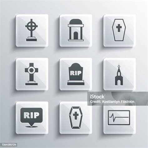 십자가 비트 죽은 모니터 교회 건물 삭제 표시 Rip 작성 연설 거품 찢어 죽음 무덤 아이콘으로 관을 설정합니다 벡터 0명에 대한 스톡 벡터 아트 및 기타 이미지 Istock