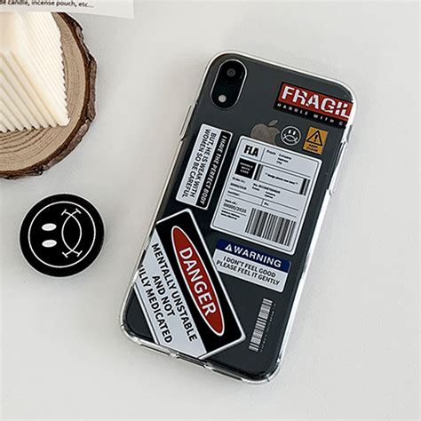 빠른배송 젤리 경고마크 스마일 심플 아이폰케이스 젤리 투명 실리콘 아이폰 11 12 13 미니 14 15 16 Xs