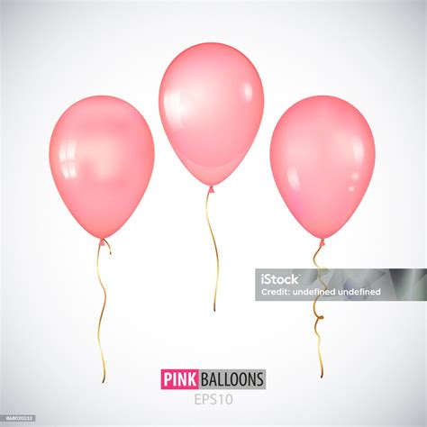 현실적인 3d 핑크 헬륨 풍선 흰색 배경에 고립 디자인에 대 한 풍선의 집합입니다 3차원 형태에 대한 스톡 벡터 아트 및 기타 이미지 3차원 형태 감각 지각 개념