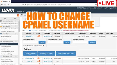 LIVE How To Change CPanel Username In WHM YouTube