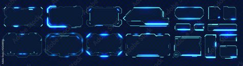 Futuristic Tech Game Ui Gui Fui Frames With Glowing Neon Blue Line On