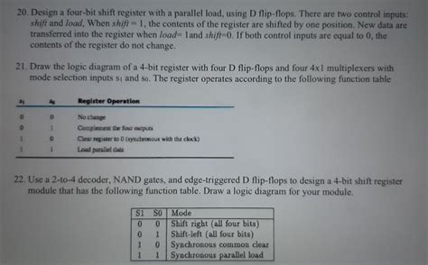 Solved 20 Design A Four Bit Shift Register With A Parallel