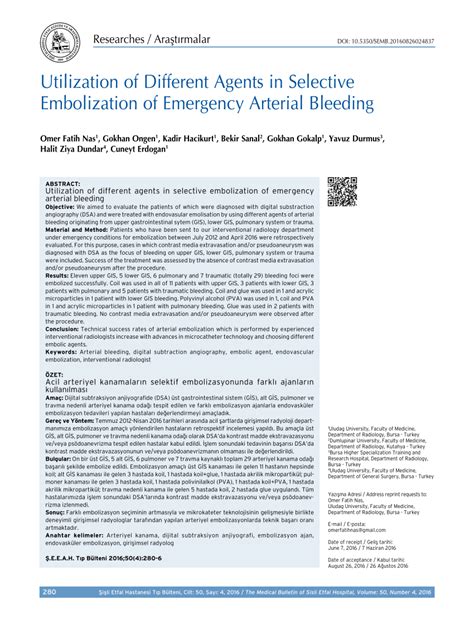 Pdf Utilization Of Different Agents In Selective Embolization Of