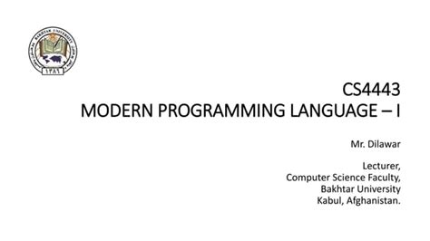 Cs4443 Modern Programming Language I Lecture 1 Ppt