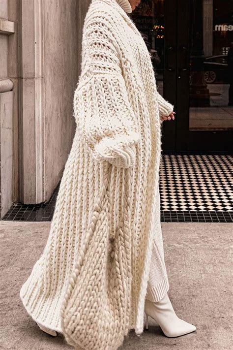 Kamames Openwork Chunky Knit Cardigan Beige S Fall Chunky Knit