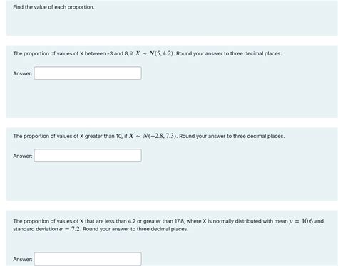 Solved Find The Value Of Each Proportion The Proportion Of Chegg Com