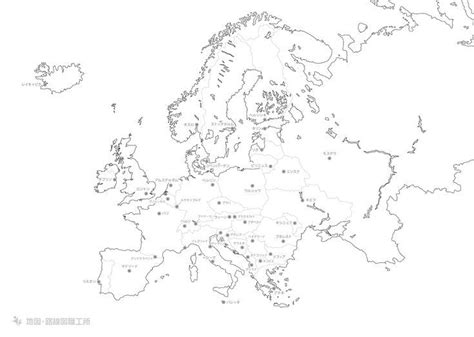 白地図フリーイラストヨーロッパ大陸首都名 World map Map World