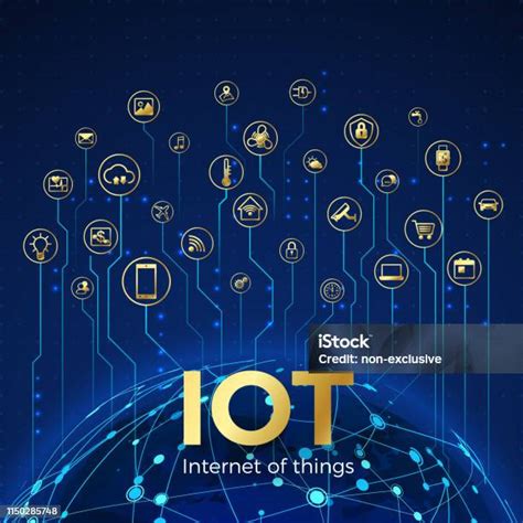 Iot 개념 사물의 인터넷 글로벌 네트워크 연결 스마트 시스템 아이콘을 모니터링 하 고 제어 합니다 벡터 일러스트 사물 인터넷에