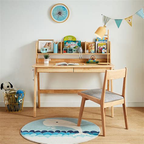 林氏简约现代实木书桌书架组合家用写字桌学习桌椅套装ls222木业 虎窝淘