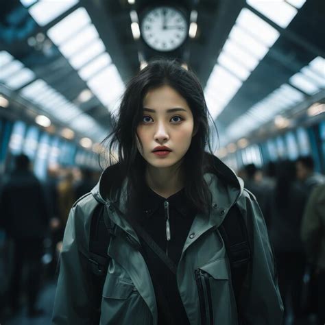 Premium Photo Asian Girl In The Subway Hyper Realistic